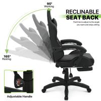 China Mail Packing Gaming Chair High Back with Footrest Headrest Lumbar Support Iron Frame for sale