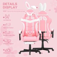 China Swivel Chair Pink Gaming Chair with Footrest and Adorable Bunny Design Mail Packing for sale