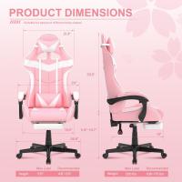 China Swivel Chair Pink Gaming Chair with Footrest and Adorable Bunny Design Mail Packing for sale