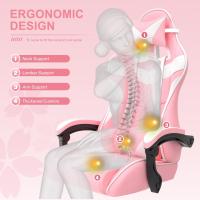 China Swivel Chair Pink Gaming Chair with Footrest and Adorable Bunny Design Mail Packing for sale