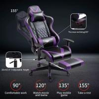 China Adjustable Armrest Gaming Home Chair with Footrest and Massage in Purple Leather for sale