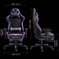 China Adjustable Armrest Gaming Home Chair with Footrest and Massage in Purple Leather for sale
