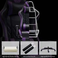 China Adjustable Armrest Gaming Home Chair with Footrest and Massage in Purple Leather for sale