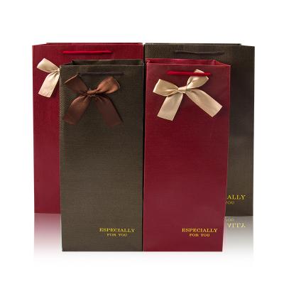 China Thickened Printed Wine Bottle Paper Bags For Wedding Ultralight Leakproof for sale