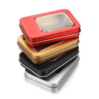 China 115x85x22mm Tin Box With Clear Window , Multicolor Small Metal Hinged Tins for sale
