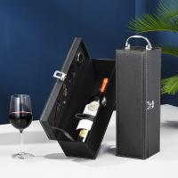 China Waterproof Practical Leather Wine Gift Box , Thickened Single Wooden Wine Box for sale