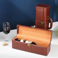 China Waterproof Practical Leather Wine Gift Box , Thickened Single Wooden Wine Box for sale