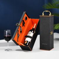 China Waterproof Practical Leather Wine Gift Box , Thickened Single Wooden Wine Box for sale