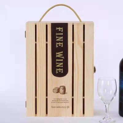 China Reusable Double Wine Wooden Box Packaging Moistureproof Thickened for sale