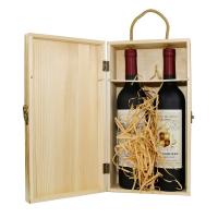China Reusable Double Wine Wooden Box Packaging Moistureproof Thickened for sale
