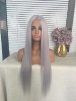 China Virgin Brazilian Human Hair Wig Grey Color 180% Density 20 Inch HD Lace Front Wig for Women for sale