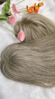 China European Hair Mono Topper for Hair Loss Women 14 Inch 120% Density Natural Gray for sale