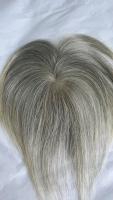 China Natural Gray Mono Topper 5.5x6 Inch 100% Human Hair Hand Tied Bleachable for sale
