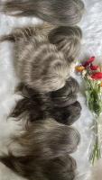 China Customizable Gray Hair Topper 14 inch 120% Density Natural Wave Straight Fine Mono Base for sale