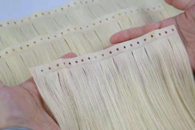 China Seamless Invisible Skin Weft with Hole Butterfly Weft 100% Russian Virgin Hair 20 Inch for sale