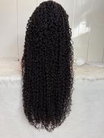 China 100% Human Hair Curly Lace Frontal Wig 180% Density 20 Inch Natural Black for sale