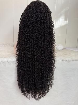 China 100% Human Hair Curly Lace Frontal Wig 180% Density 20 Inch Natural Black for sale