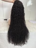 China 100% Human Hair Curly Lace Frontal Wig 180% Density 20 Inch Natural Black for sale