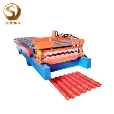China Color Metal Steel Glazed Bamboo Roof Tile Roll Forming Machine 0.3-1.0mm Thickness 3-4 m/min Speed for sale