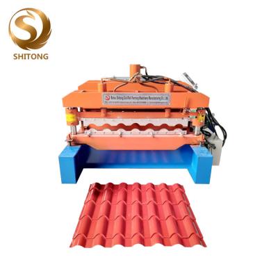 China Color Steel Roof Panel Glazed Tile Sheet Cold Roll Forming Machine 0.3-1.0mm Thickness 3-4 m/min Speed for sale