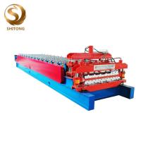 China double layer steel roofing panel glazed tile press roll forming machine for sale
