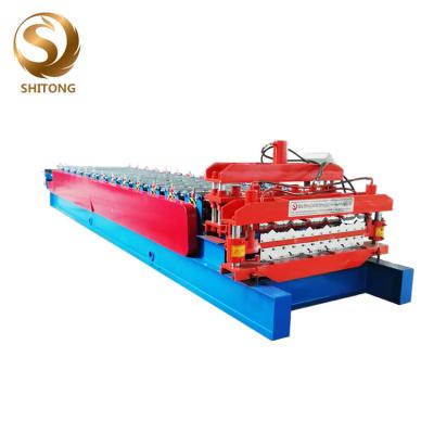 China double layer steel roofing panel glazed tile press roll forming machine for sale
