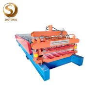 China double layer steel roofing panel glazed tile press roll forming machine for sale