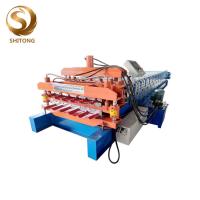 China double layer steel roofing panel glazed tile press roll forming machine for sale