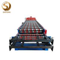 China double layer steel roofing panel glazed tile press roll forming machine for sale