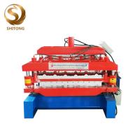 China double layer steel roofing panel glazed tile press roll forming machine for sale