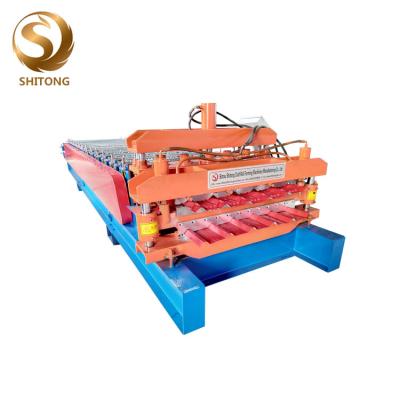 China hot sale double layer steel profile roofing sheet making machine with lamination for sale