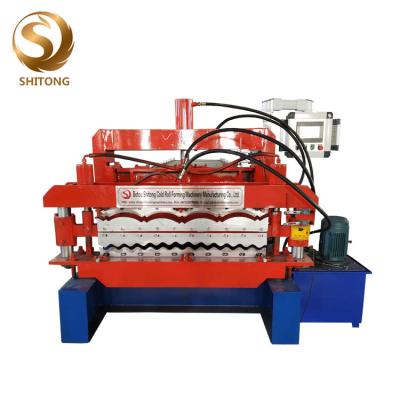 China low price double layer roofing panel corrugating machine made in China for sale
