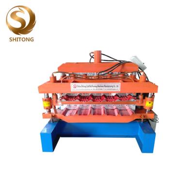 China double profile roof sheet with glazed tile roll forming machine for sale