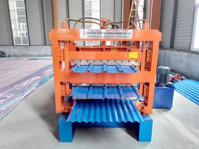 China Three Deck Roofing Sheet Panel Cold Roll Forming Machine 1000mm Width 7.5kw Power for sale
