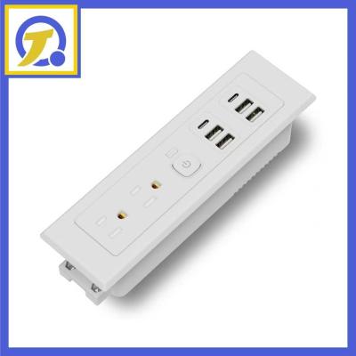 China ETL Certified US Standard 2-Position Furniture Power Socket with Type-C Fast Charging and Overload Switch for Hotels for sale