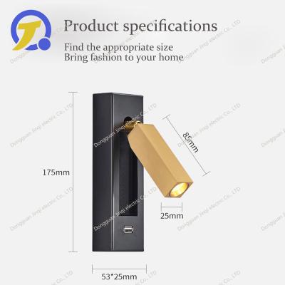 China LED wall lamp with USB function and 3000K color temperature - American-style reading lamp for bedroom for sale