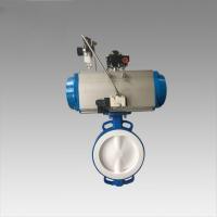 China PTFE Sealing Pneumatic Butterfly Valve Wafer Pneumatic Actuated Butterfly Valve DN25 - DN1000 for sale