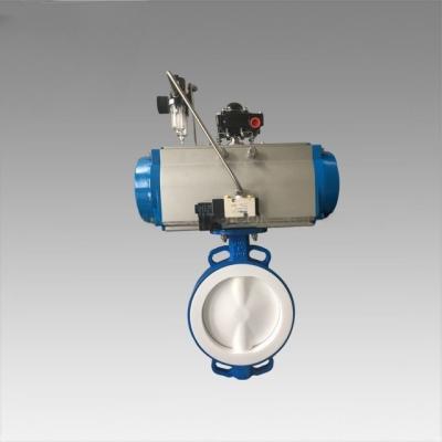 China PTFE Sealing Pneumatic Butterfly Valve Wafer Pneumatic Actuated Butterfly Valve DN25 - DN1000 for sale