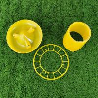 China Heavy Duty Poultry Feed Bucket Large Capacity Red And Yellow Storage Container For Feeding for sale