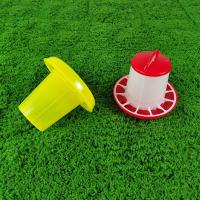 China Modern Freestanding Poultry Feeder Red / White Plastic Cylinder for sale