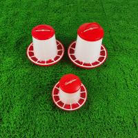 China Modern Red And White Cylinder Poultry Feeder 3.5L Capacity Waterproof And Easy To Clean for sale