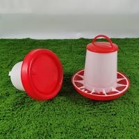 China Modern Cylinder Poultry Feeder Red / White 6L Capacity for Chickens Ducks and More for sale
