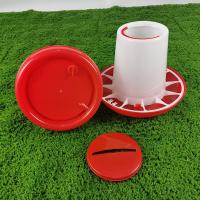 China Modern Cylinder Poultry Feeder Red / White 6L Capacity for Chickens Ducks and More for sale