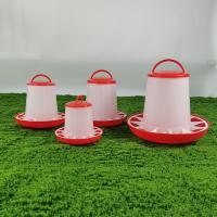 China Durable Red And White Plastic Automatic Chicken Feeder Poultry Feeder Suitable For Various Birds for sale