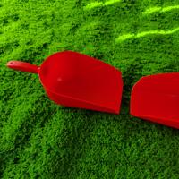 China Eco Friendly Long Handle Orange Plastic Feed Shovel For Animal Feeding Task for sale