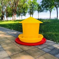 China Thick Yellow Poultry Feeding Bucket Farm Feeder Pigeon Chick Feeding Equipment Sturdy Durable Round Design for sale
