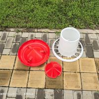 China Automatic Plastic Chicken Feeder Capacity 12L Red With Lid for sale