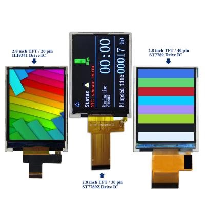 China 2.8 Inch TFT IPS LCD Display Device Meter Screen FPC Solder or Connector for FPC Connection for sale
