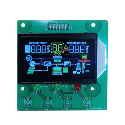 China Customized VA Black LCD Screen Color Icons 11 Segment Display Modules with White Backlight 59.9 W x32.5 H mm Viewing Area for sale
