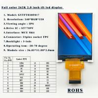 China Genyu 2.0 Inch IPS TFT LCD Display with 240x320 Resolution and ST7789V Driver for sale